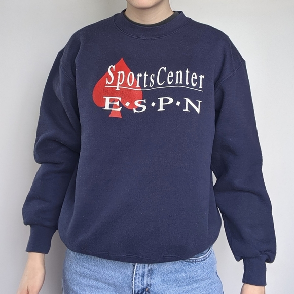 Vintage | Shirts | Vintage 9s Sports Center Espn Graphic Crewneck ...